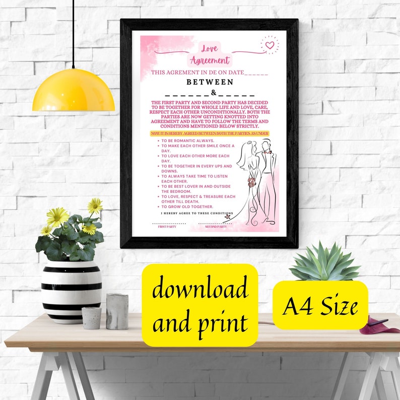 Printable Love Contracts, Digital Relationship Contract, Valentines Day ...