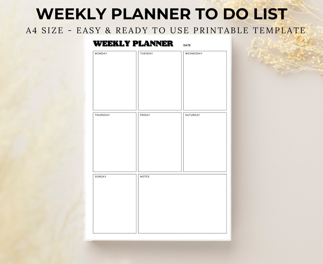 Weekly Planner Printable to Do List, Minimal Weekly Schedule, Weekly ...