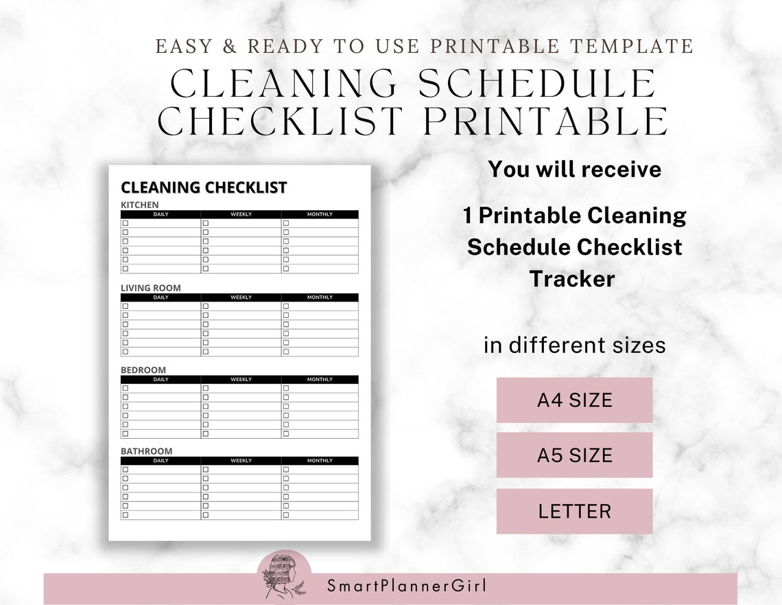 Cleaning Schedule Chore Chart for Kids Responsibility Chart Cleaning ...