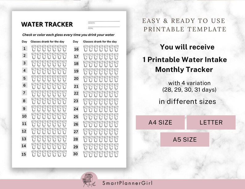 Water Intake Habit Tracker Habit Tracker 2024 Motivation Plaanner Daily ...