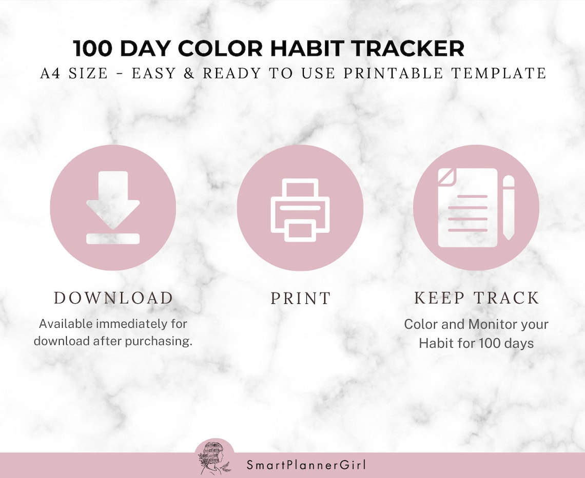 100 Day Habit Tracker Printable Coloring Sheet, Exercise Tracking ...