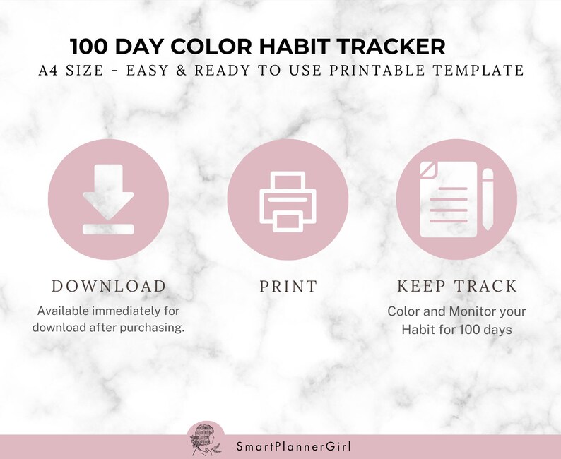 100 Day Habit Tracker Printable Coloring Sheet, Exercise Tracking ...