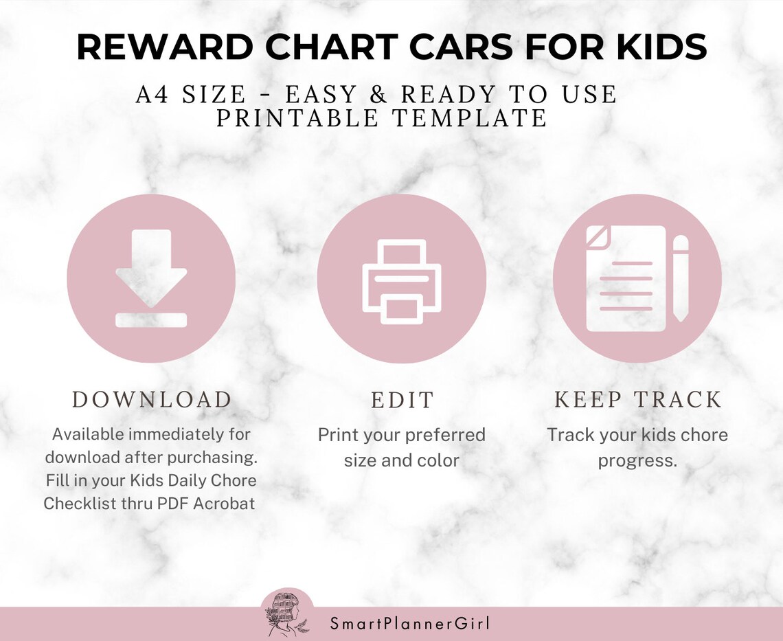 Habit Chart for Kids Reward Chart Cars for Kids Printable A4 Size ...