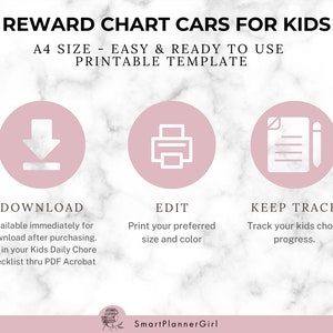 Habit Chart for Kids Reward Chart Cars for Kids Printable A4 Size ...