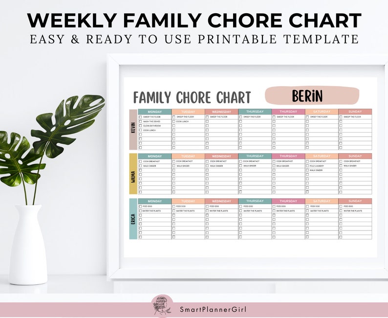 Family Chore Chart 2024 Goal Tracker Habit Tracker for Family Chore ...