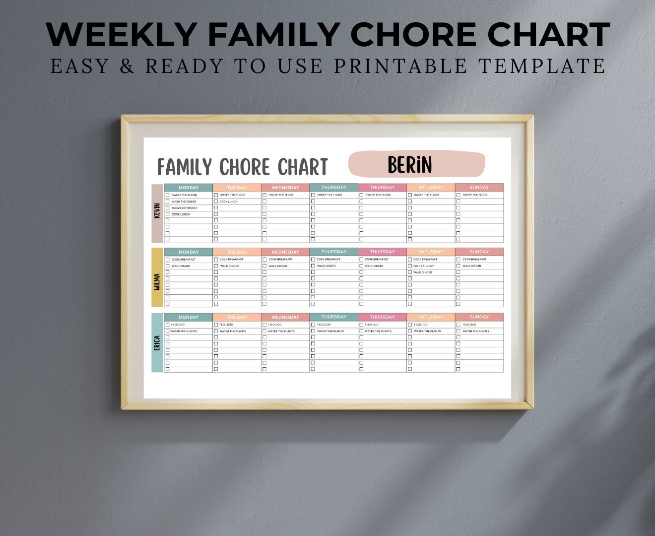 Family Chore Chart 2024 Goal Tracker Habit Tracker for Family Chore ...