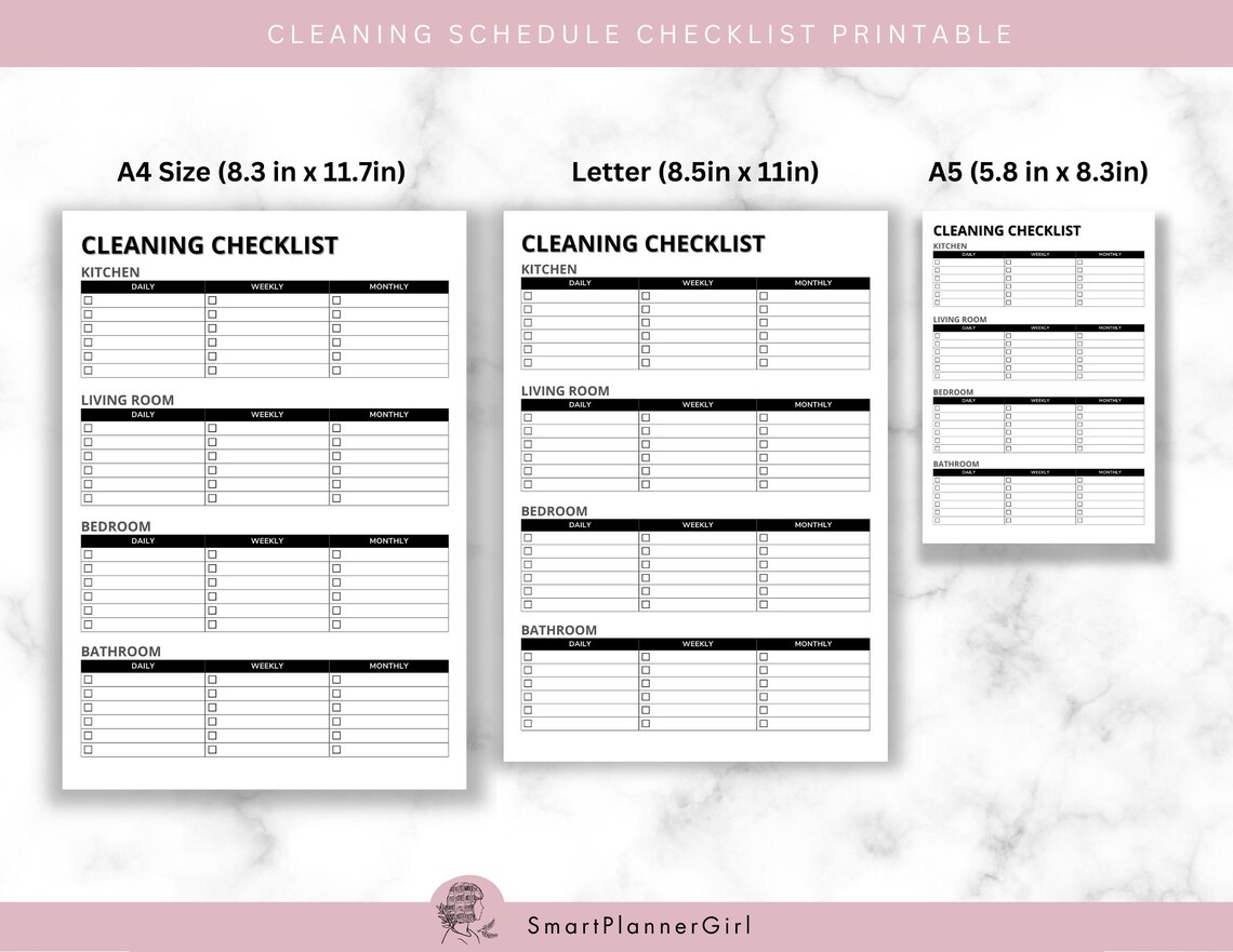 Cleaning Schedule Chore Chart for Kids Responsibility Chart Cleaning ...