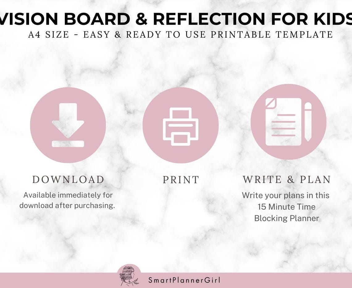 Vision Board Kits Sheet for Kids + Reflection Sheet - Printable 2025 ...
