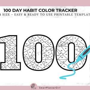 100 Day Habit Tracker Printable Coloring Sheet, Exercise Tracking ...