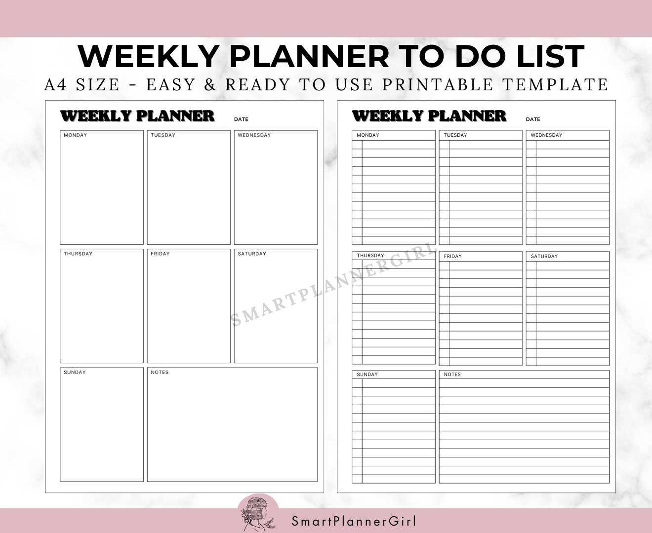 Weekly Planner Printable to Do List, Minimal Weekly Schedule, Weekly ...