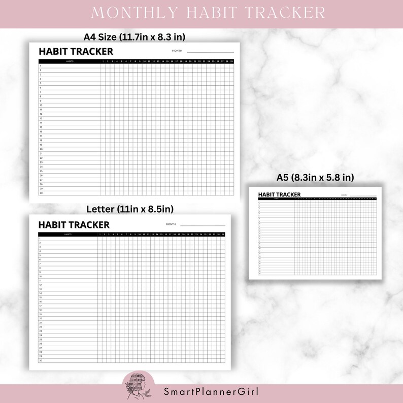 Daily Habit Tracker 2024 Habit Tracker A5 Printable Healthy Monthly Habit Tracker Printable ...