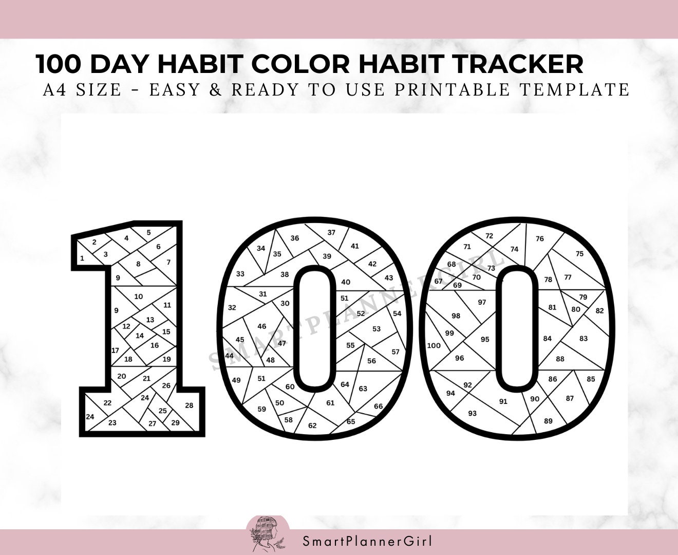 100 Day Habit Tracker Printable Coloring Sheet, Exercise Tracking ...