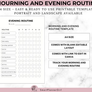 Editable Morning and Night Routine Tracker| Daily Routine Tracker ...