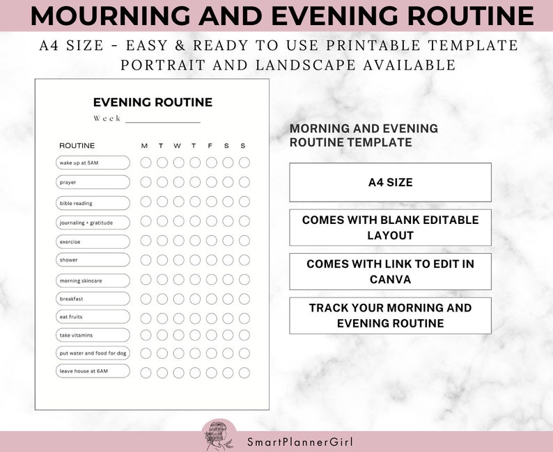 Editable Morning and Night Routine Tracker| Daily Routine Tracker ...