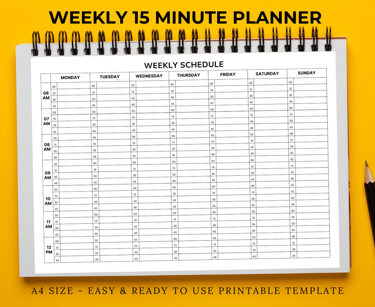 15 Minute Weekly Appointment Planner Printable A4 Weekly Shop Planner ...