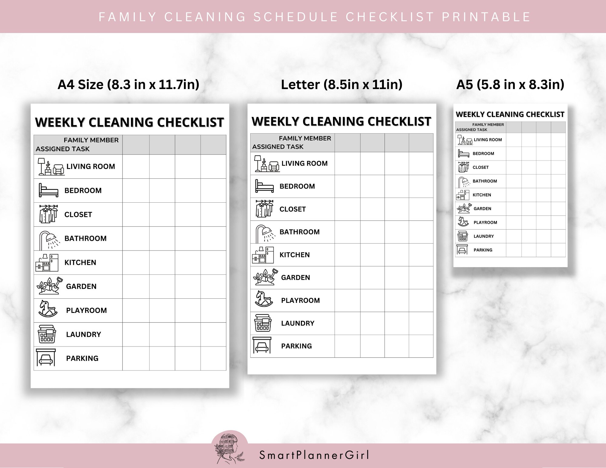 Chore Chart for Kids, Family Planner Printable, Weekly Family Cleaning ...