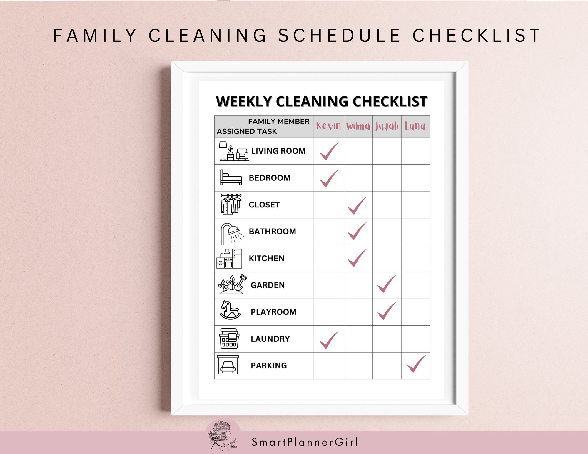 Chore Chart for Kids, Family Planner Printable, Weekly Family Cleaning ...