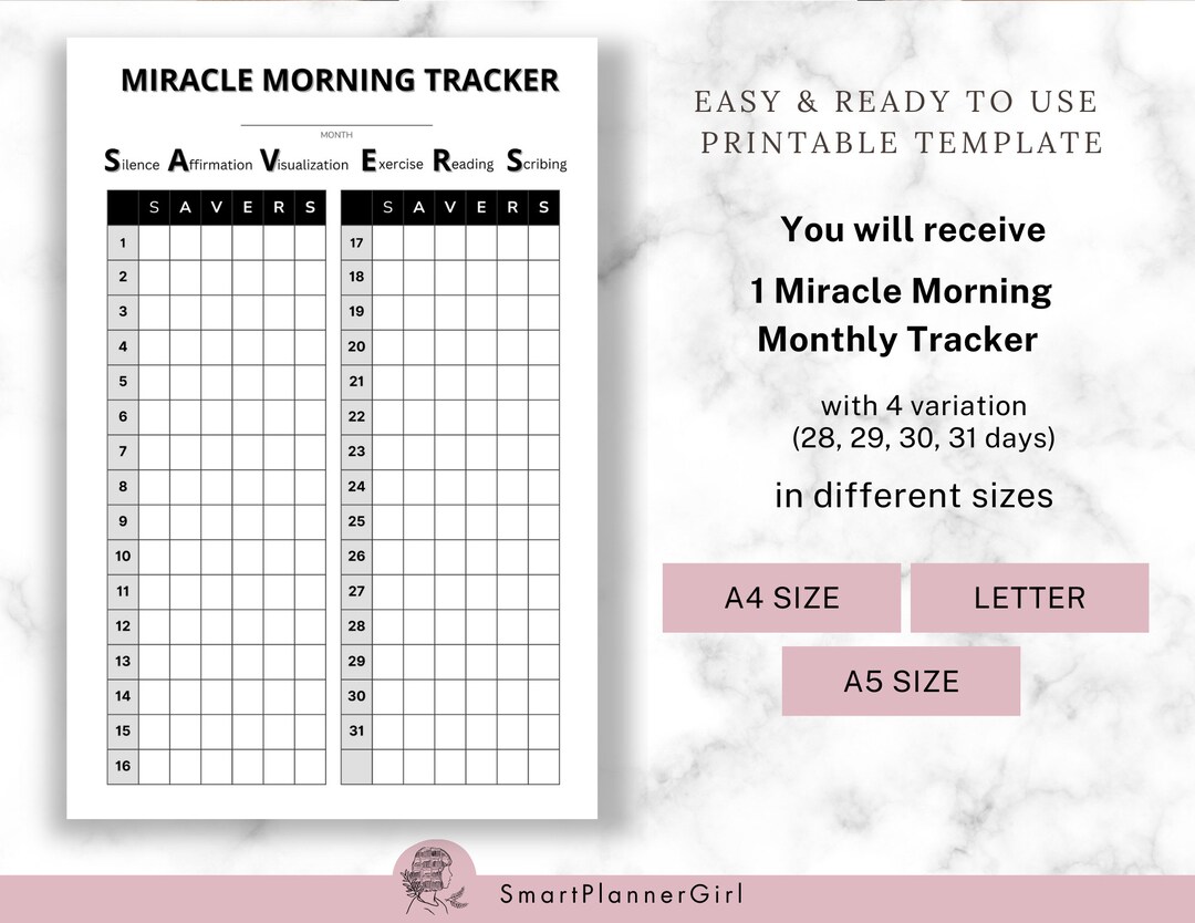 2024 Habit Tracker Miracle Morning Journal Printable Habit Tracker, 5AM ...
