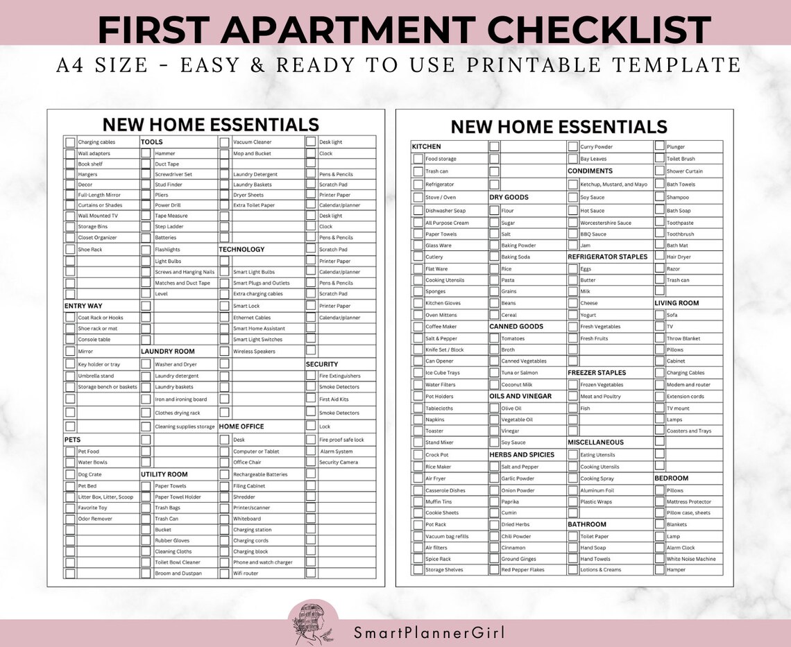 First Apartment Checklist, New Home Checklist, Moving Checklist ...