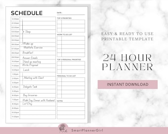 Daily Planner, 24 Hour Planner, 30 Minute Schedule, Time Blocking PDF ...