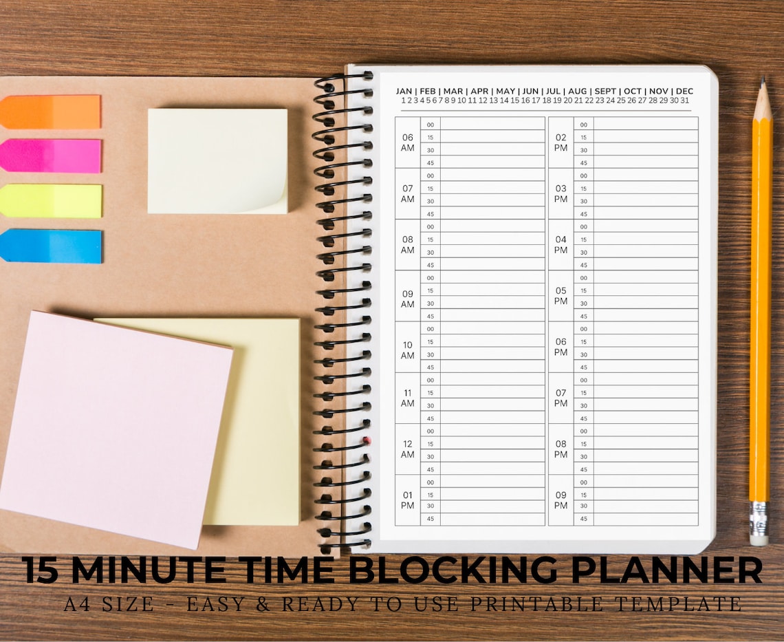 15 Minute Planner Printable A4 15 Minutes Appointment Schedule Tracker ...