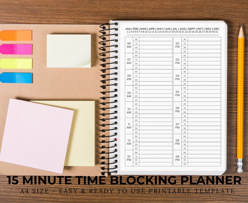15 Minute Planner Printable A4 | 15 Minutes Appointment Schedule ...