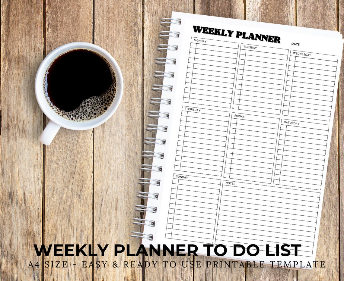 Weekly Planner Printable to Do List, Minimal Weekly Schedule, Weekly ...