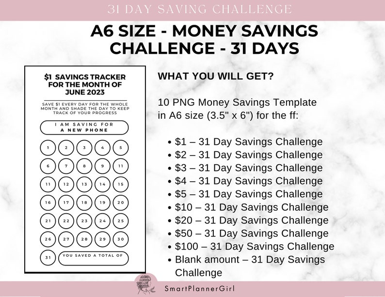 31 Day Challenge 2024 A4 PDF Printable Cash Stuffing Savings low Income ...
