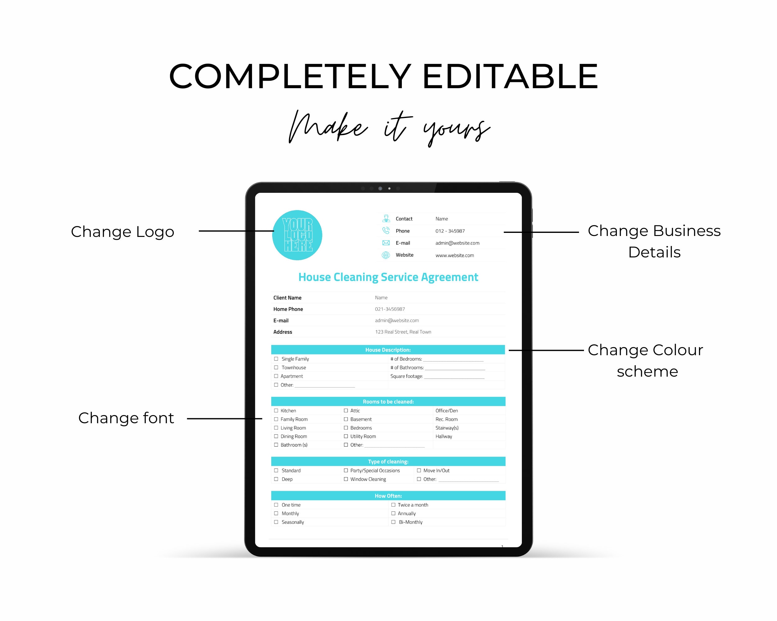 House Cleaning Service Agreement Contract Form - Editable Google Docs ...