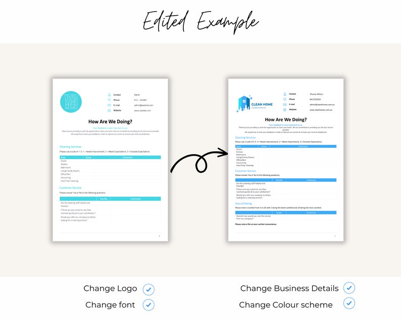 Cleaning Business Feedback Form Template Editable Google Docs & MS Word ...