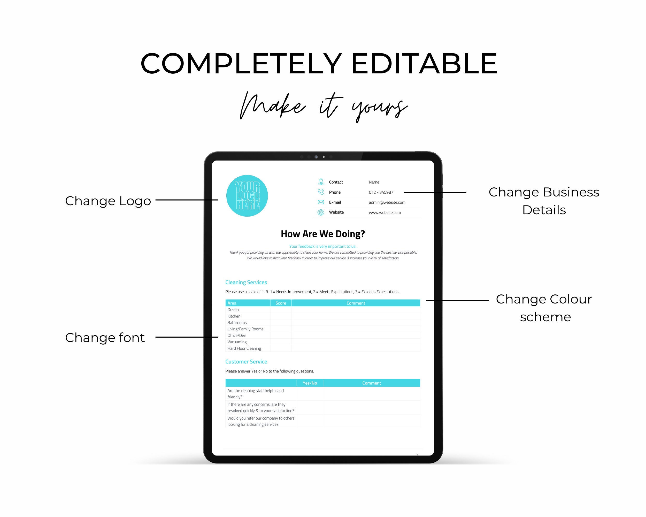 Cleaning Business Feedback Form Template Editable Google Docs & MS Word ...