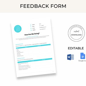 Cleaning Business Feedback Form Template Editable Google Docs & MS Word ...