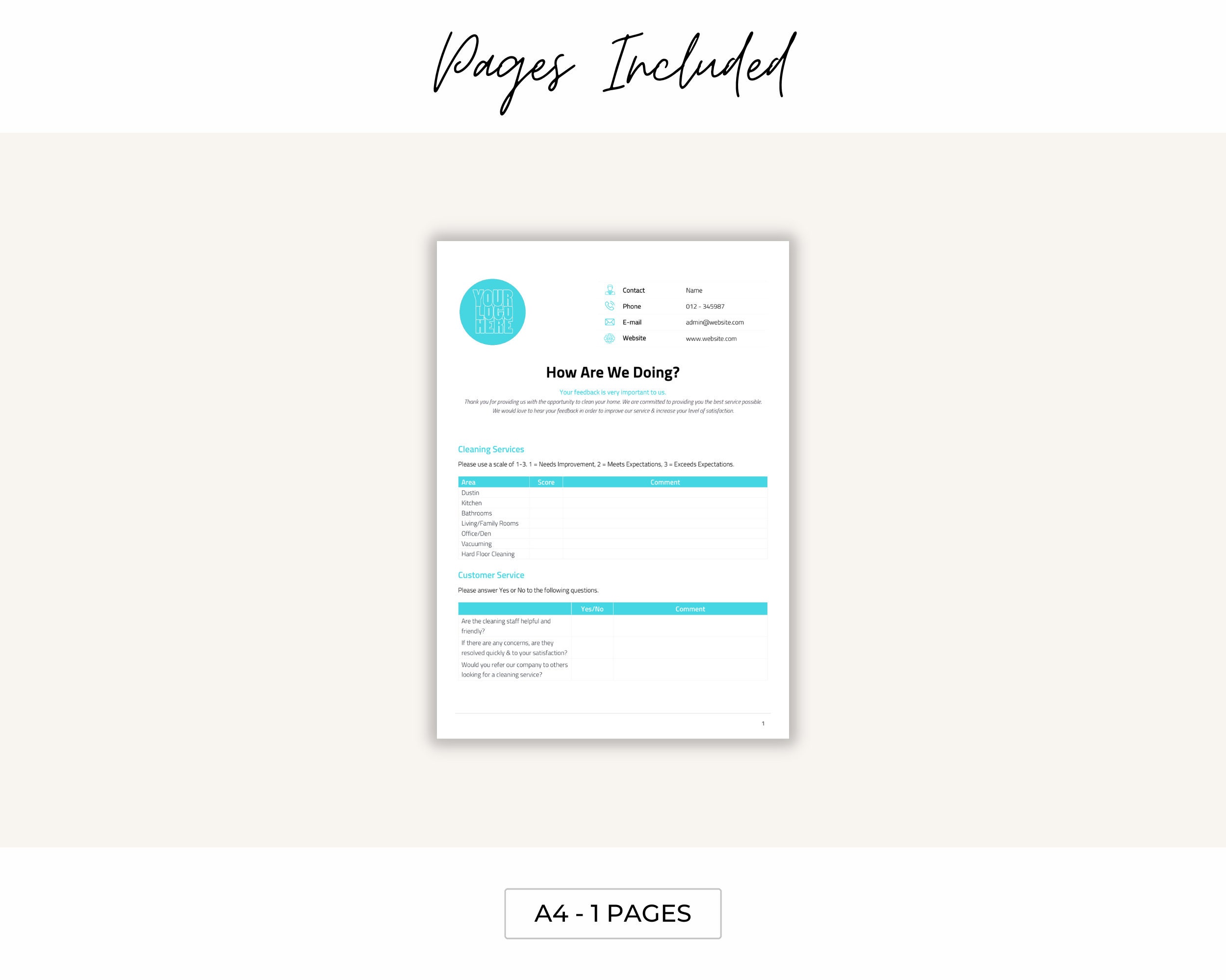 Cleaning Business Feedback Form Template Editable Google Docs & MS Word ...