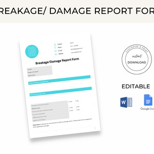 Cleaning Business Breakage Report Template | Property Damage | Editable ...