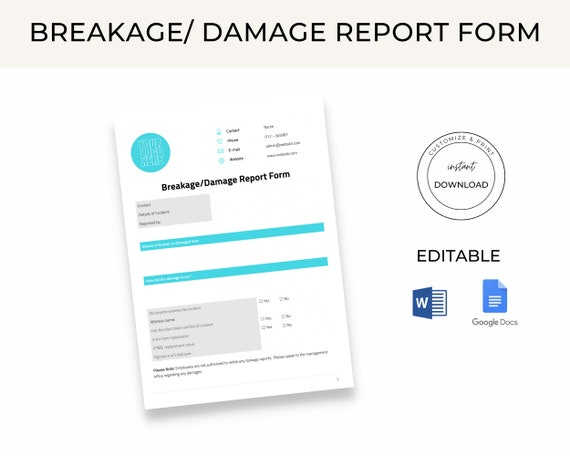 Property Damage Report Form Sample