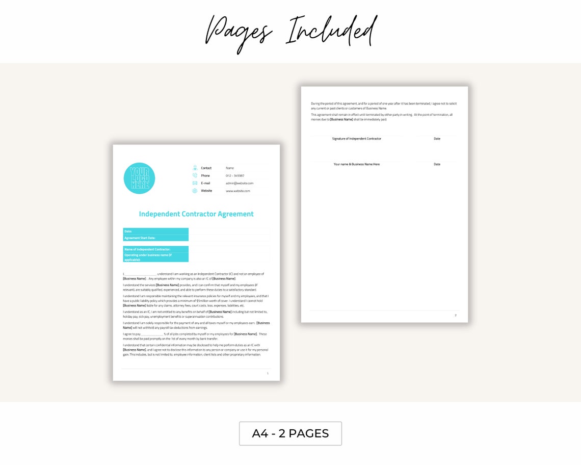 Cleaning Business Agreement Contract for Independent Cleaning ...