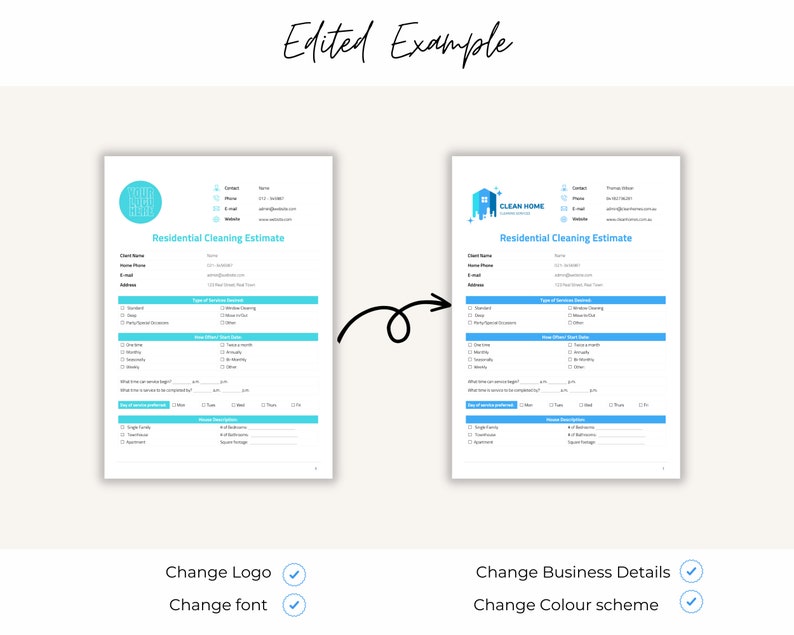 Residential in Home Cleaning Estimate Template - Editable Google Docs ...