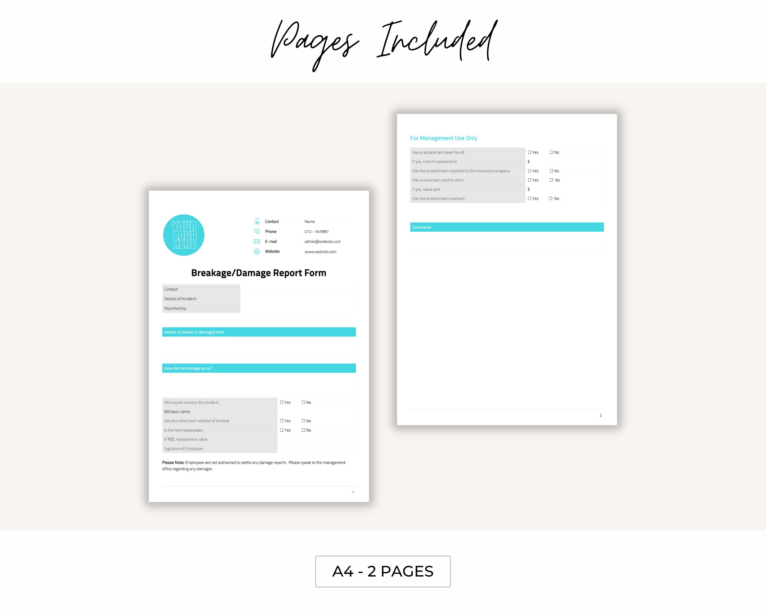 Cleaning Business Breakage Report Template | Property Damage | Editable ...