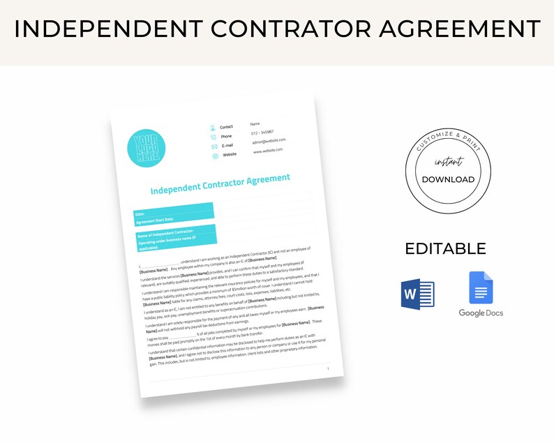 Cleaning Business Agreement Contract for Independent Cleaning ...