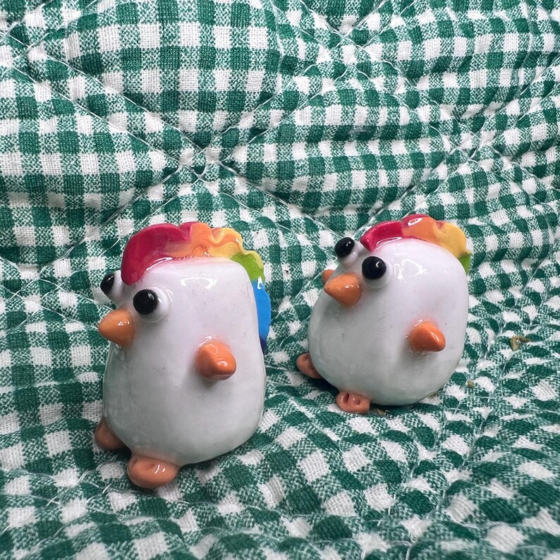 Made-to-order Pride Chicken Desk Friend , Clay Chicken Figure, Handmade ...