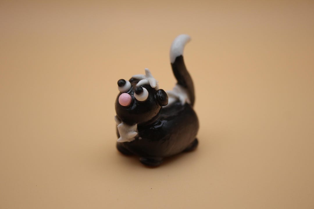 Made-to-order Skunk Desk Friend, Clay Skunk Figure, Handmade Clay ...