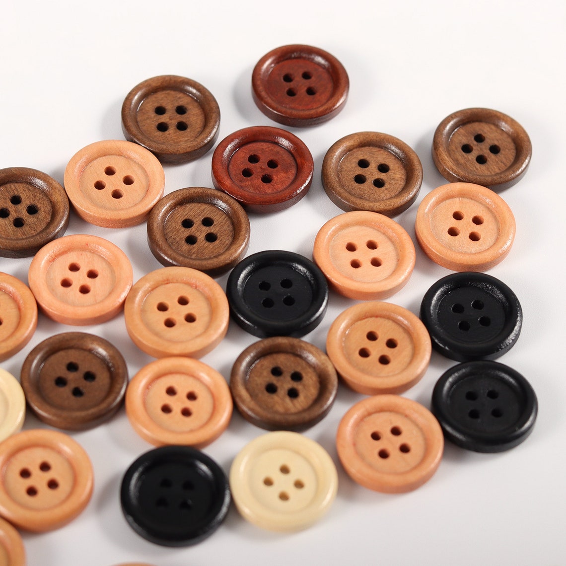 50pcs Classic Wooden Buttons 25mm Wooden Buttons, Sewing Buttons ...