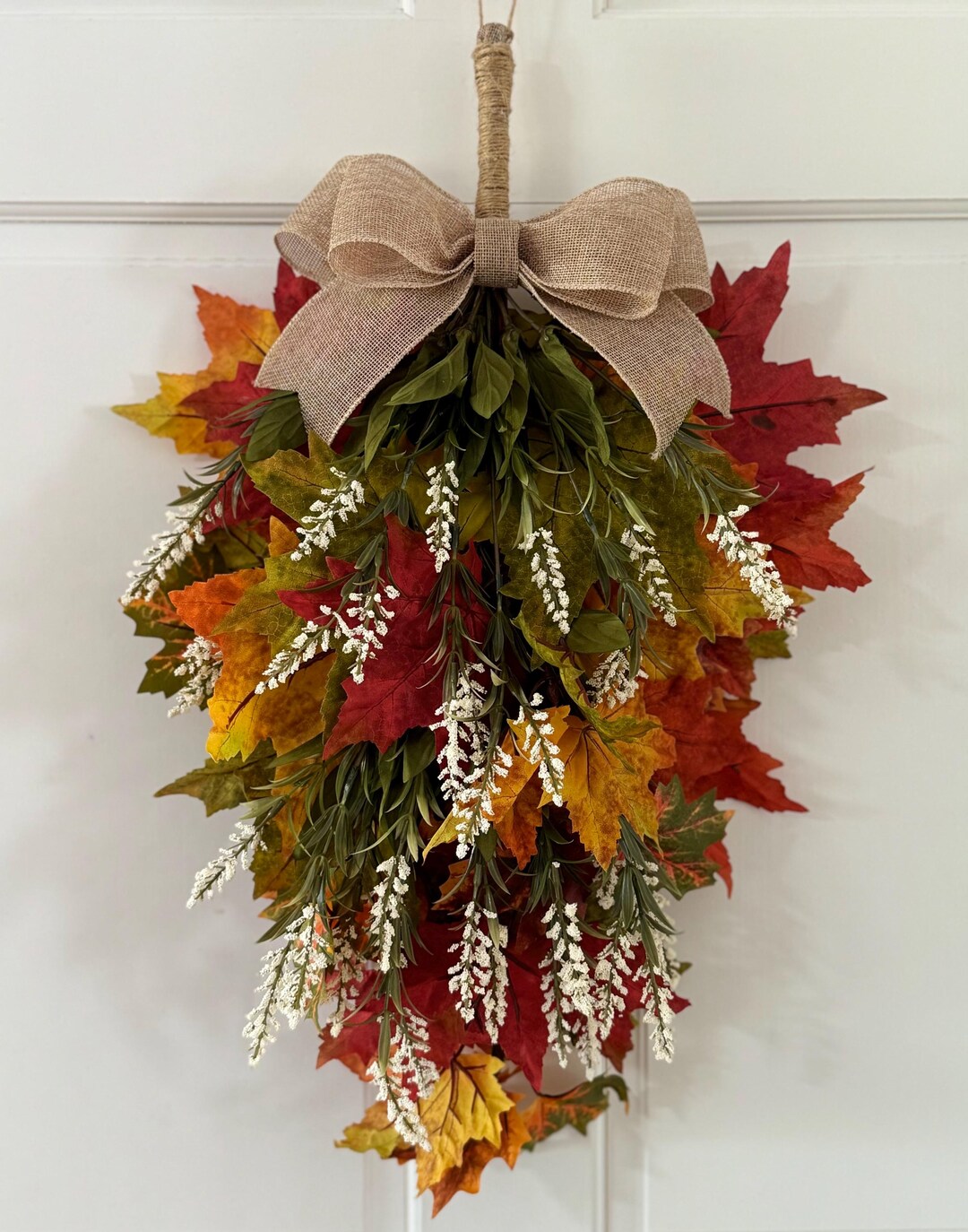 Fall Vivid Maple Door Swag, Featuring Cream Foxtail Stems. Perfect for ...