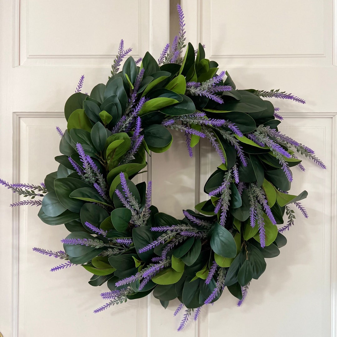 Lavender Spring Wreath Featuring Real Faux Touch Greenery. Perfect for ...