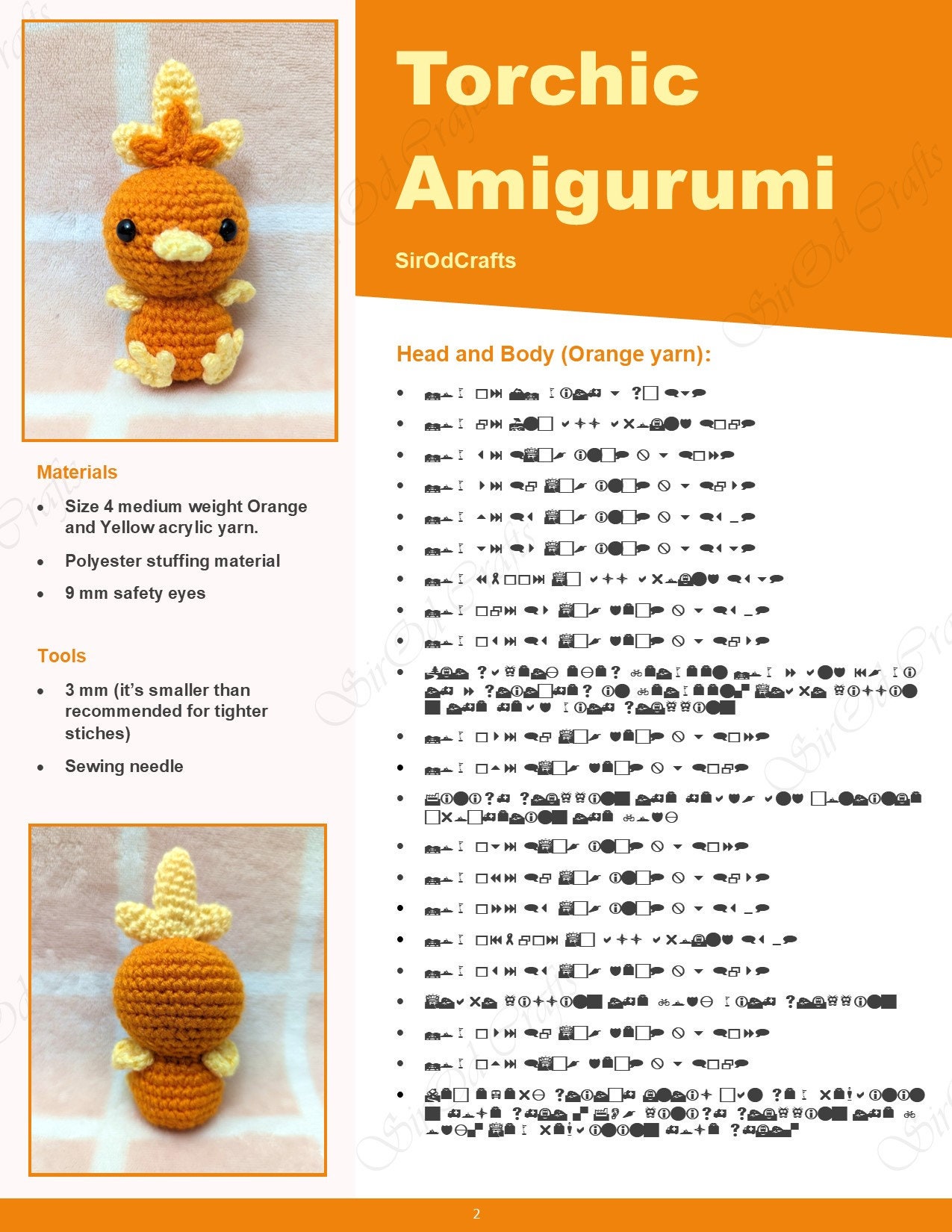 PATTERN Pokemon Torchic Crochet Pattern - Etsy