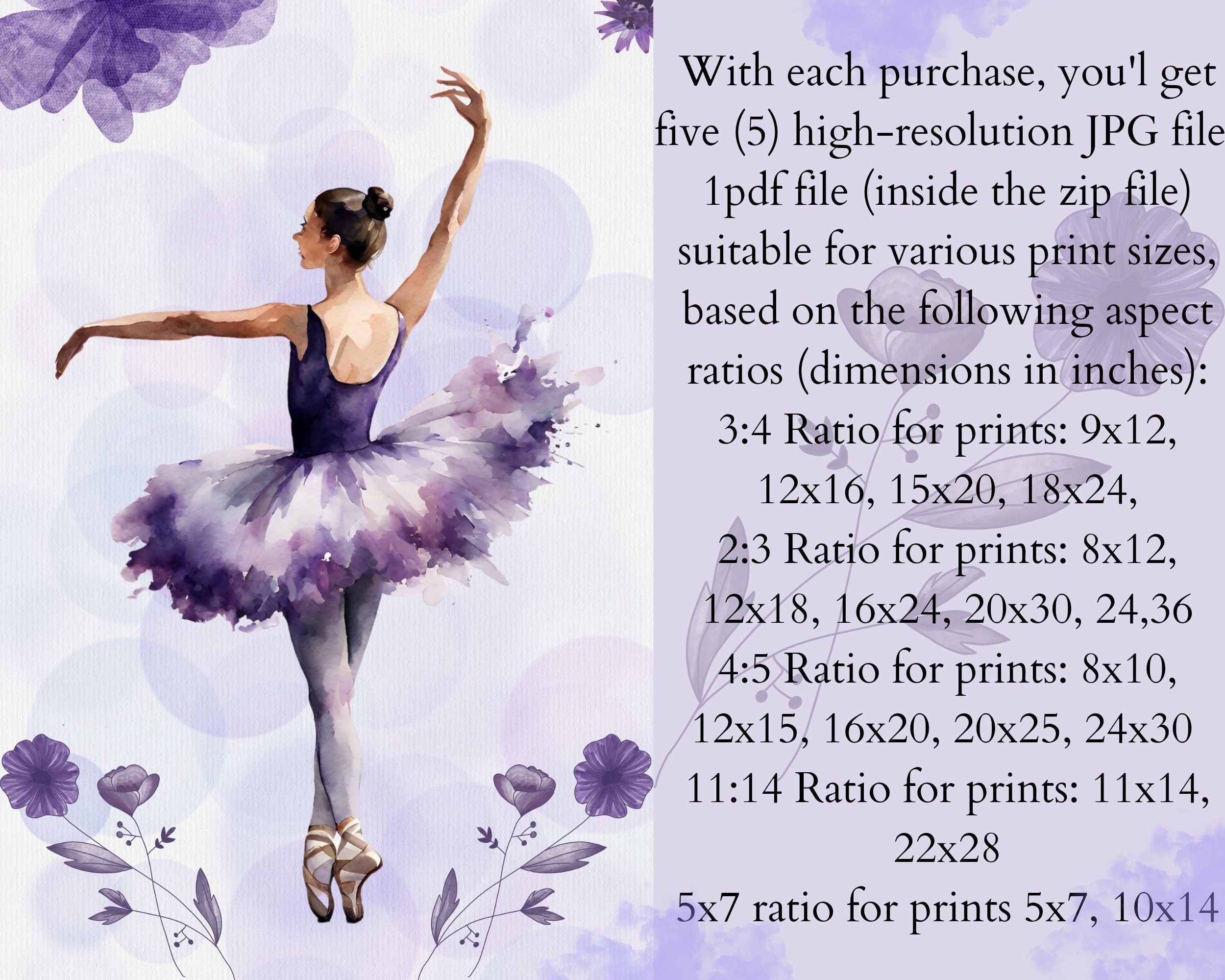 Purple Ballerina Poster Ballerina Wallart Home Design - Etsy