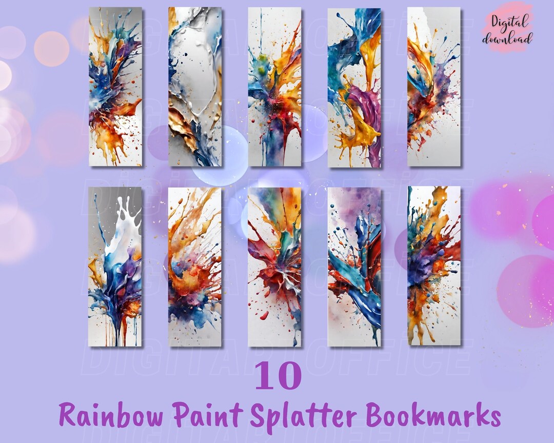 10 Rainbow Paint Splatter Bookmarks Rainbow Bookmarks - Etsy