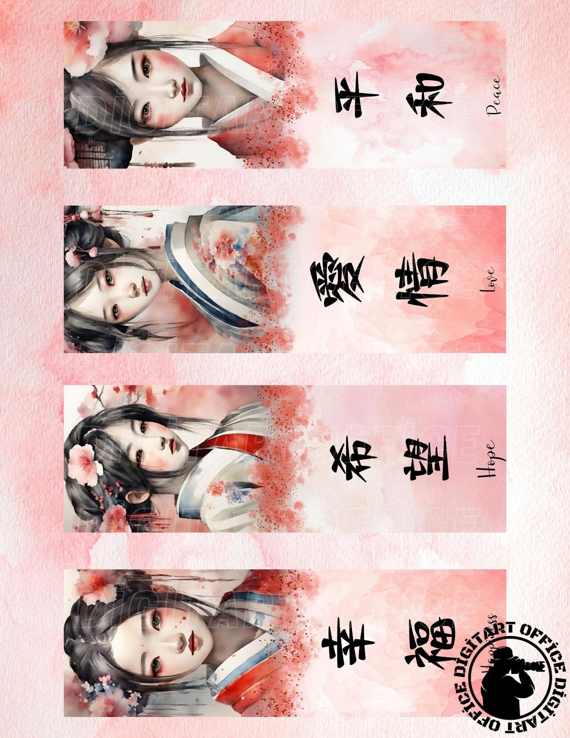 4 Japanese Women Bookmarks, Printable Bookmarks, Japanese Themed ...