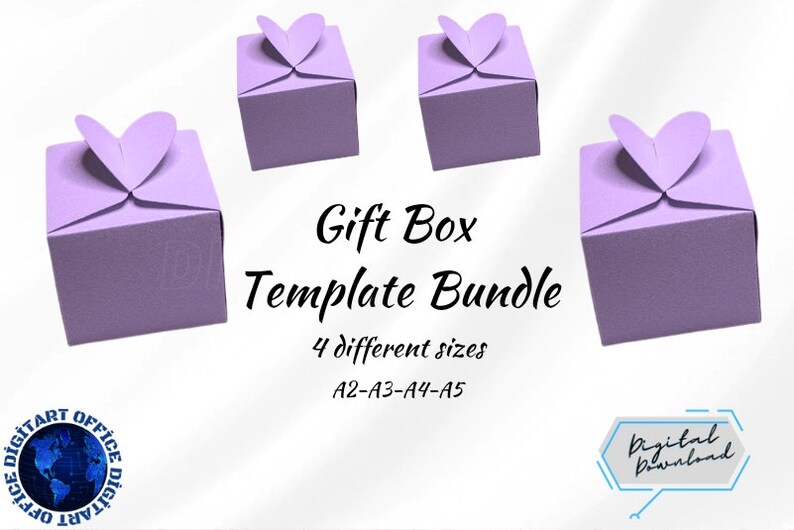 Gift Box Template, 4 Different Sizes Gift Box, - Etsy