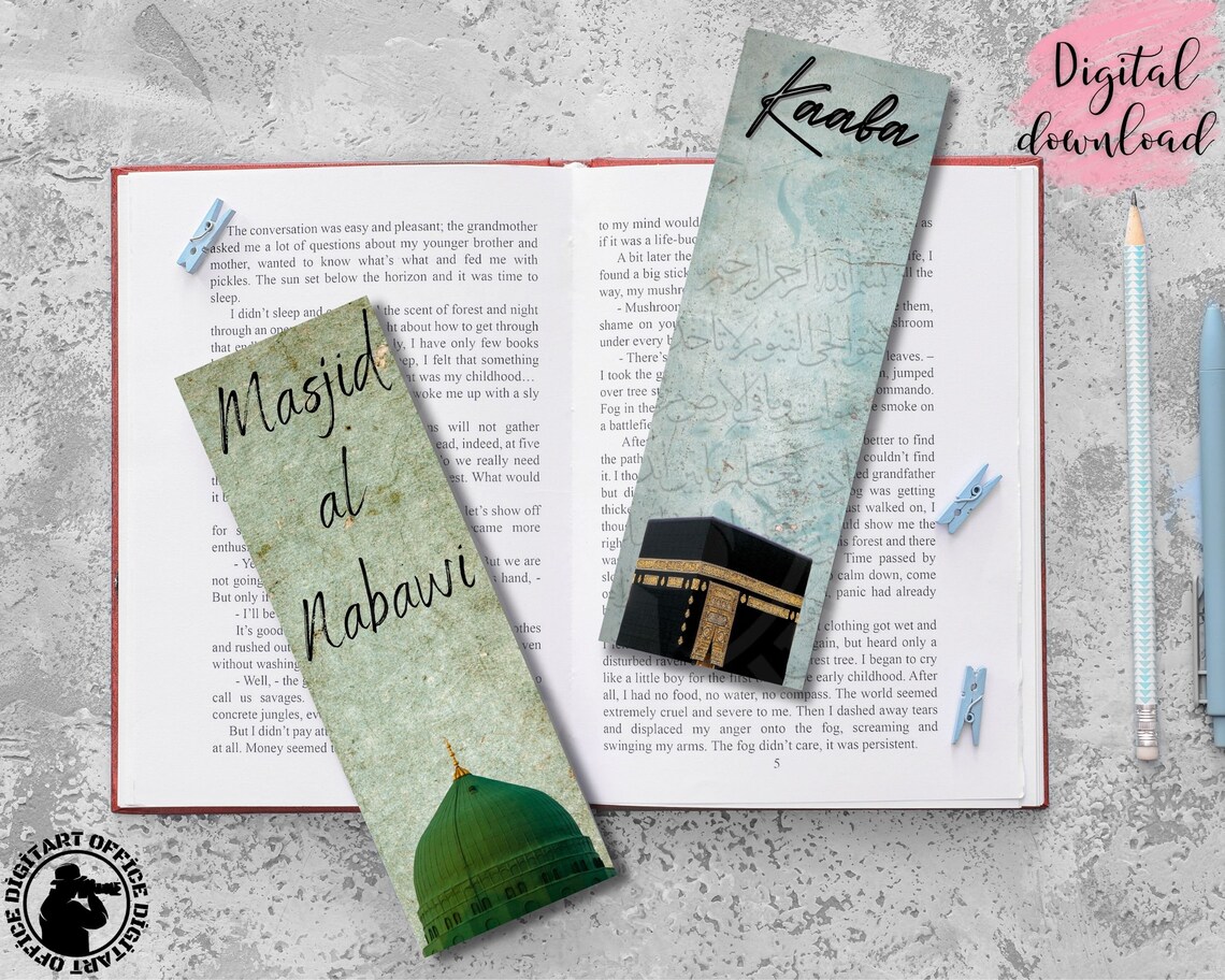 3 Islamic Bookmarks, Printable Kaaba Bookmarks, Masjid Al Nabawi ...